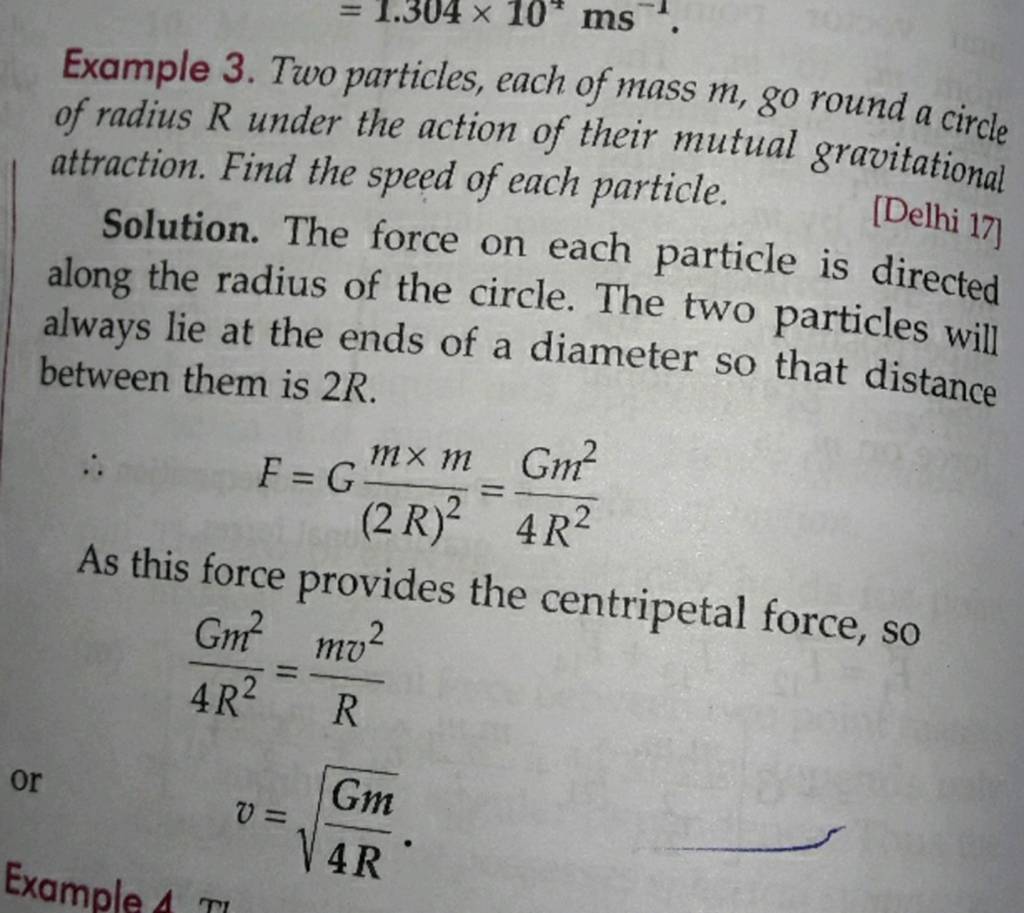 Example 3. Two particles, each of mass m, go round a circle of radius R u..