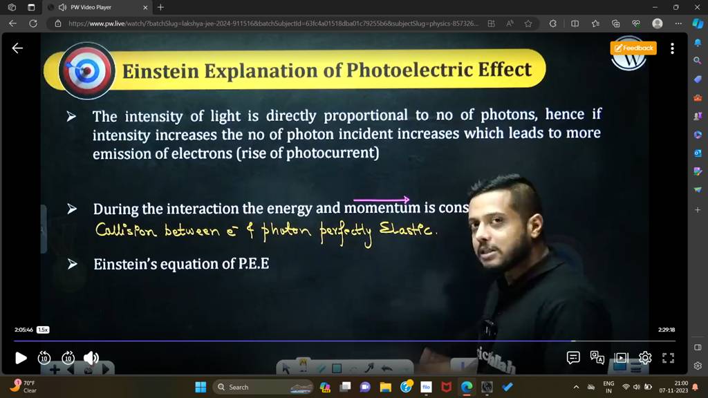 Einstein Explanation of Photoelectric Effect The intensity of light is di..