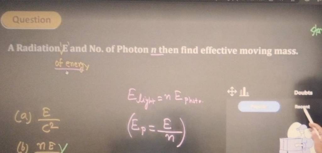 A Radiation BˉB and No. of Photon n then find effective moving mass. of e..
