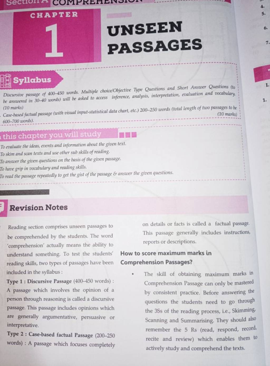 CHAPTER 4. CAAPTER 5. PASSAGES Syllabus Discursive passage of 400-450 wor..