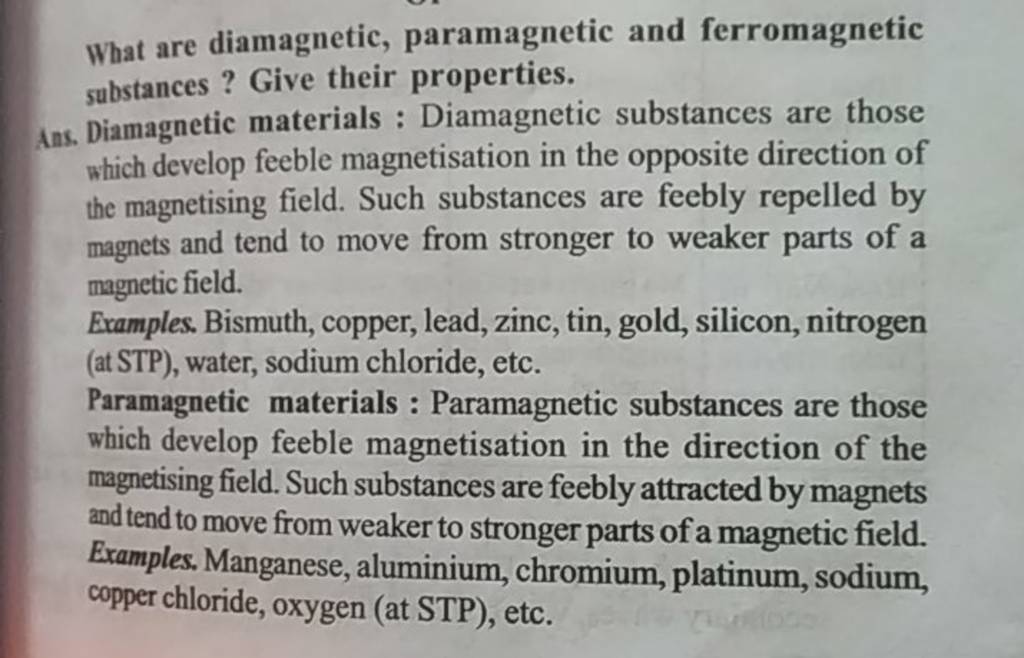 what-are-diamagnetic-paramagnetic-and-ferromagnetic-substances-give-th