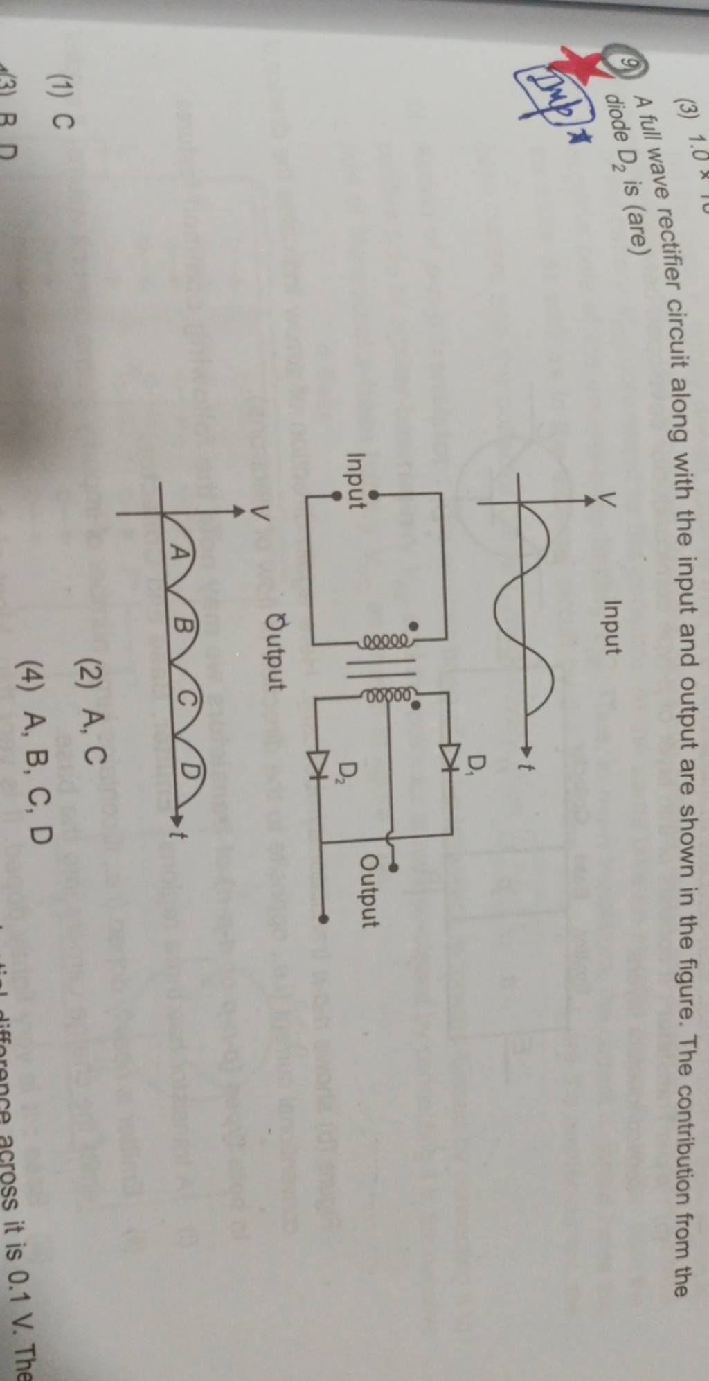 9 A Full Wave Rectifier Circuit Along With The Input And Output Are Show