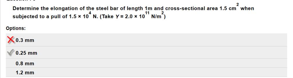 Determine the elongation of the steel bar of length 1 m and cross-section..