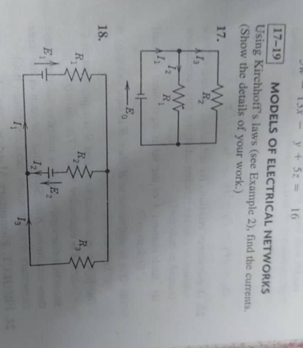 17-19 MODELS OF ELECTRICAL NETWORKS Using Kirchhoff's laws (see Example 2..
