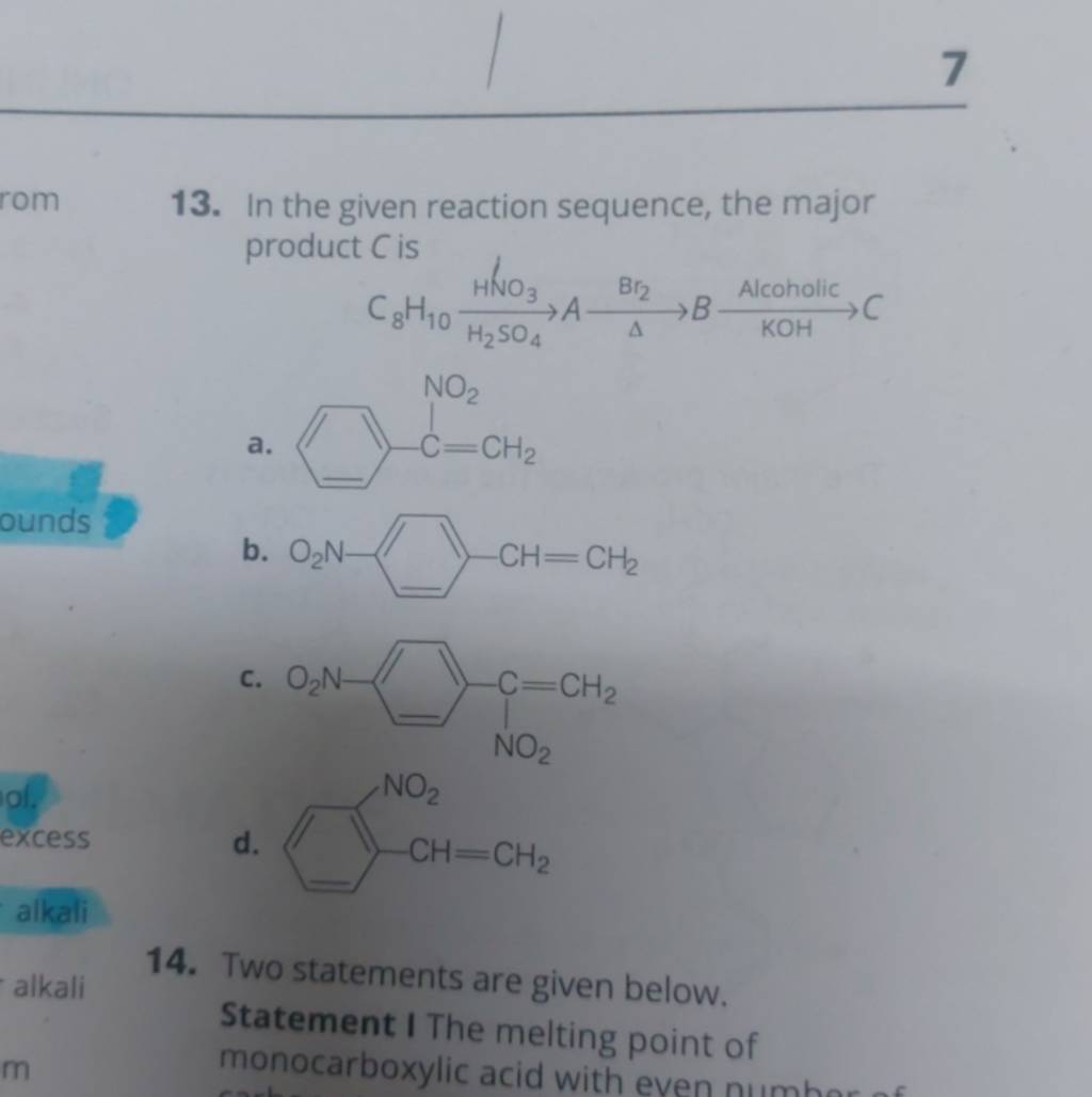 7 13 In The Given Reaction Sequence The Major Product C Is C8 H10 H2 So