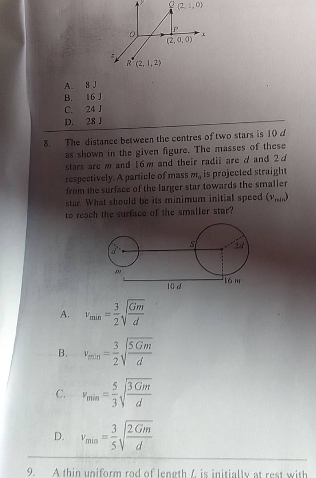 The distance between the centres of two stars is 10 d as shown in the giv..