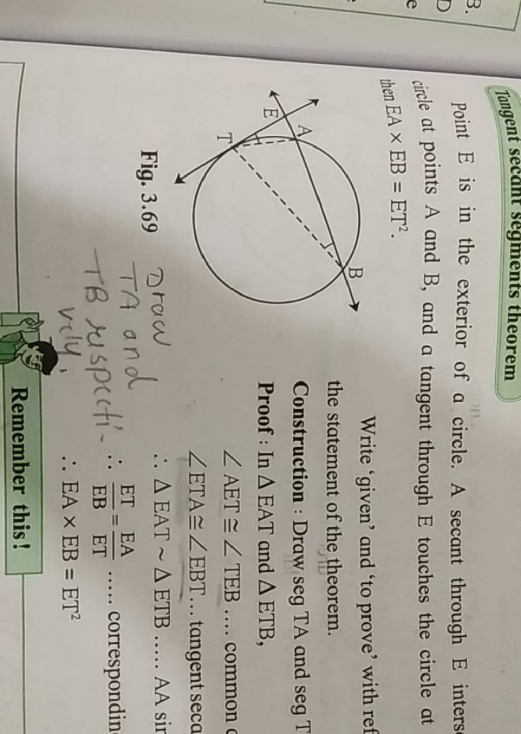 Tangent Secant Segments Theorem Point E Is In The Exterior Of A Circle A