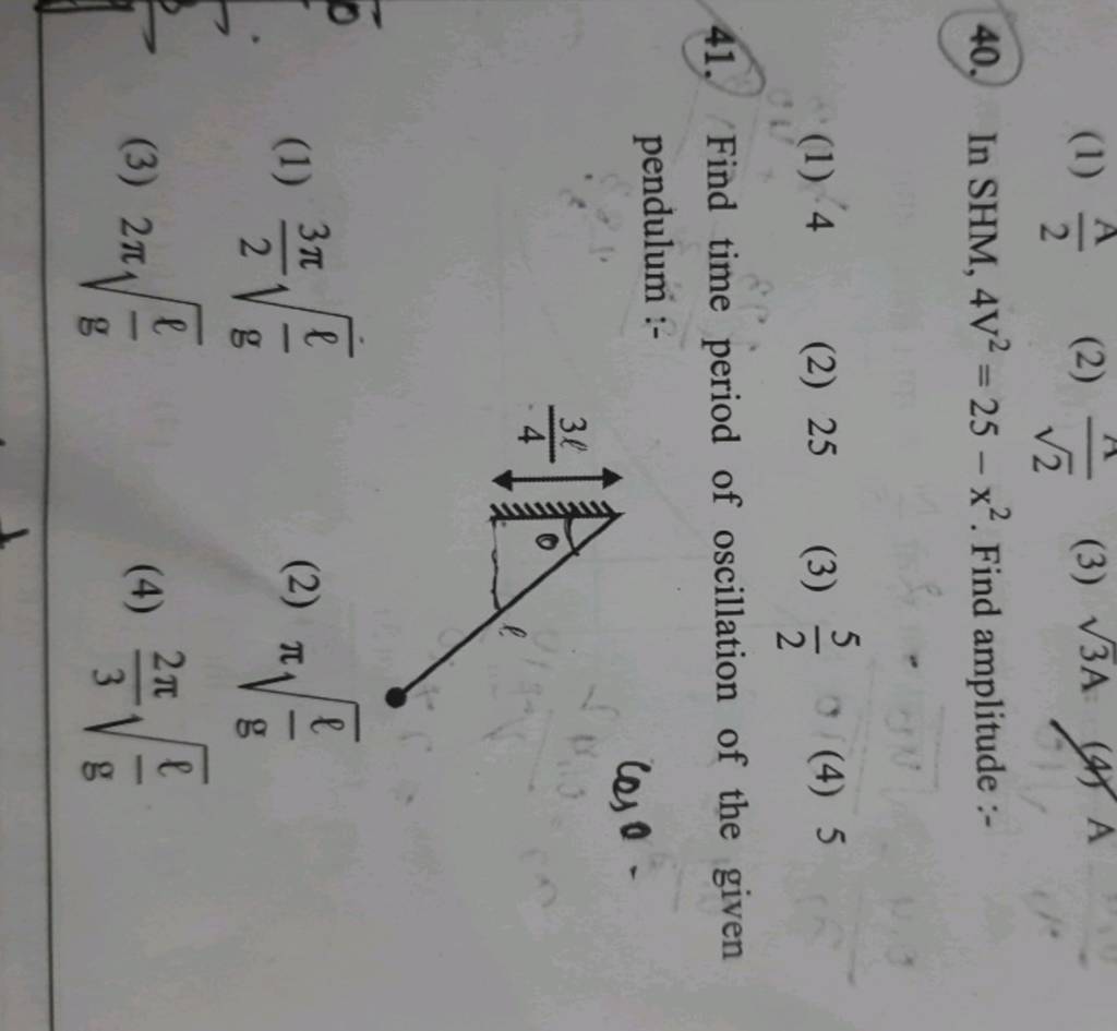 Find time period of oscillation of the given pendulum :- cosθ. | Filo