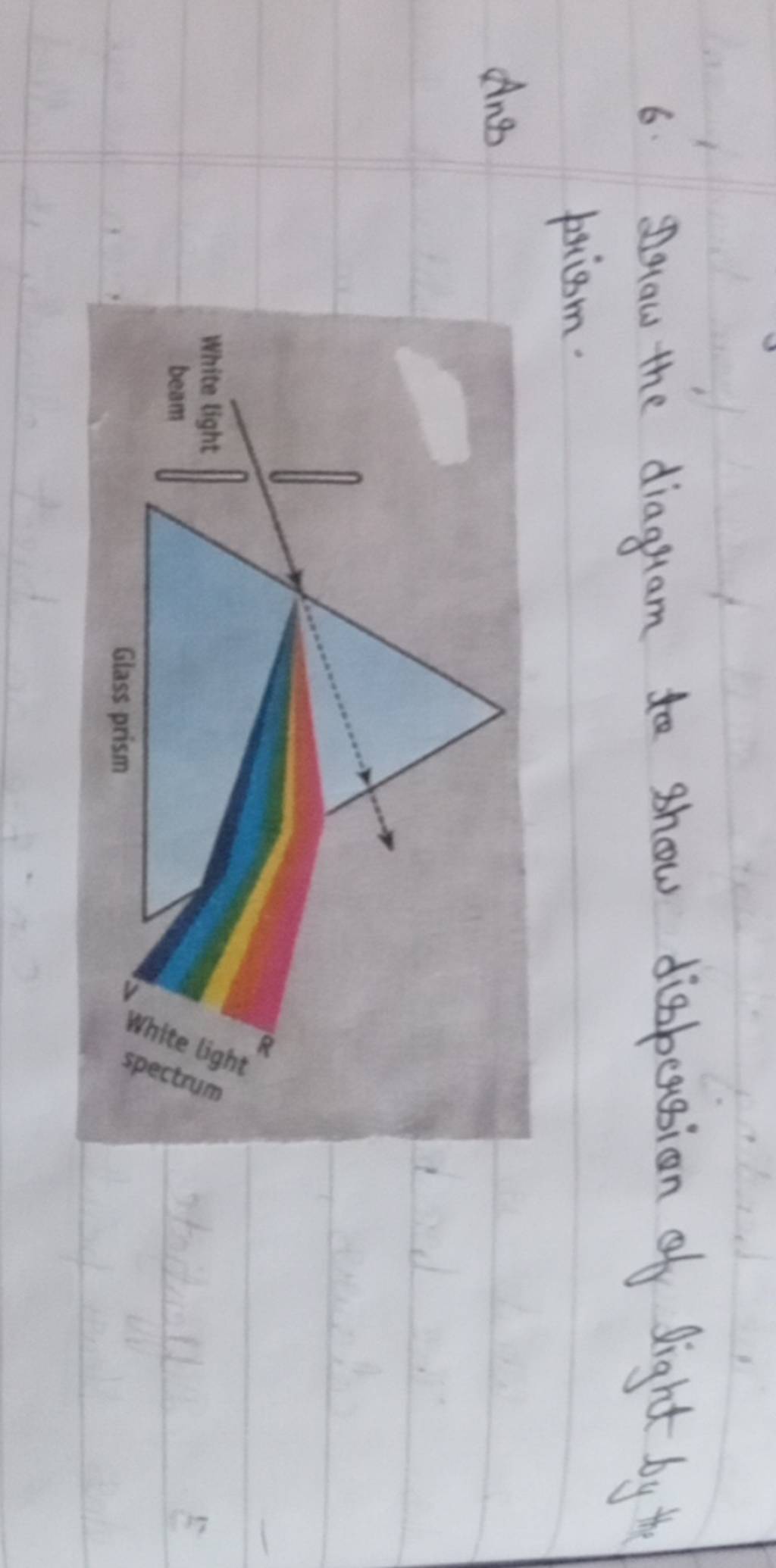 6. Draw the diagram to show dispersion of light by the prism. Ans | Filo