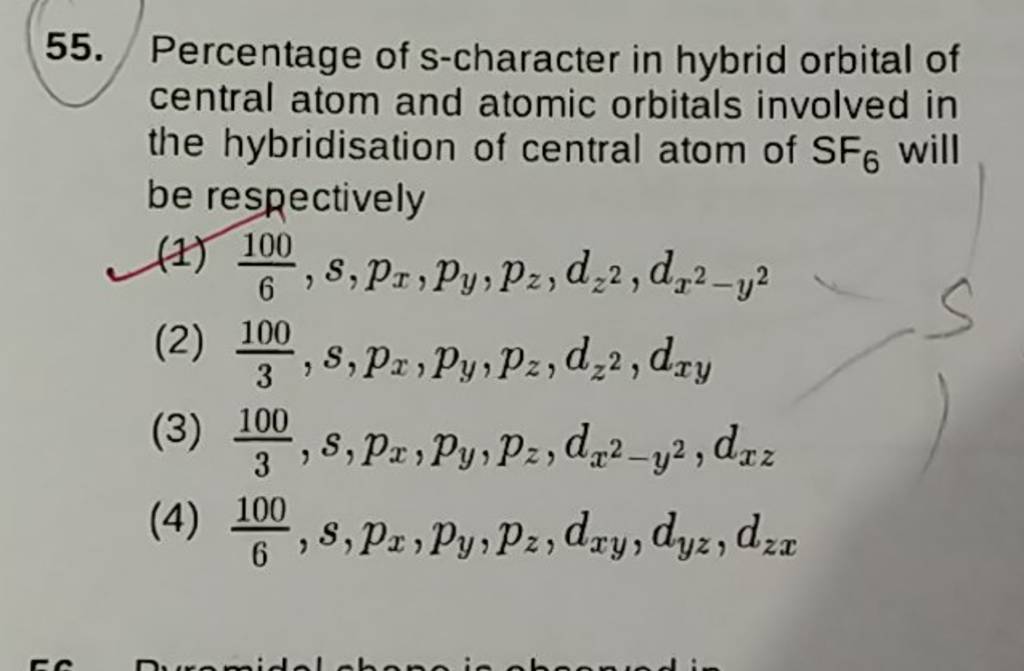 Percentage of s-character in hybrid orbital of central atom and atomic or..