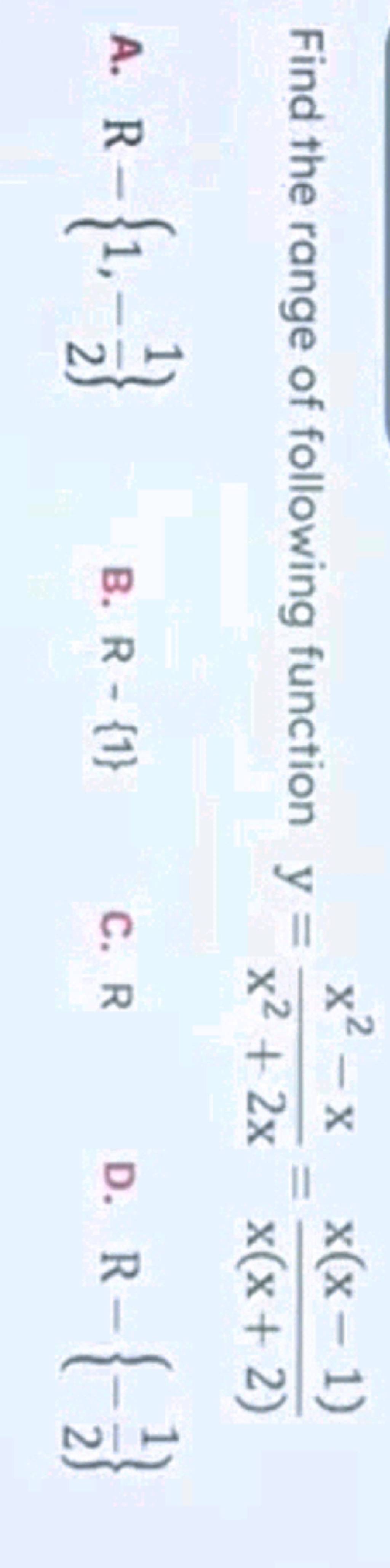 Find the range of following function y=x2+2xx2−x =x(x+2)x(x−1) | Filo