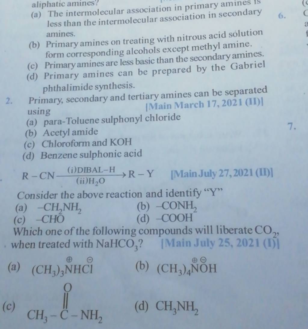 aliphatic amines? | Filo