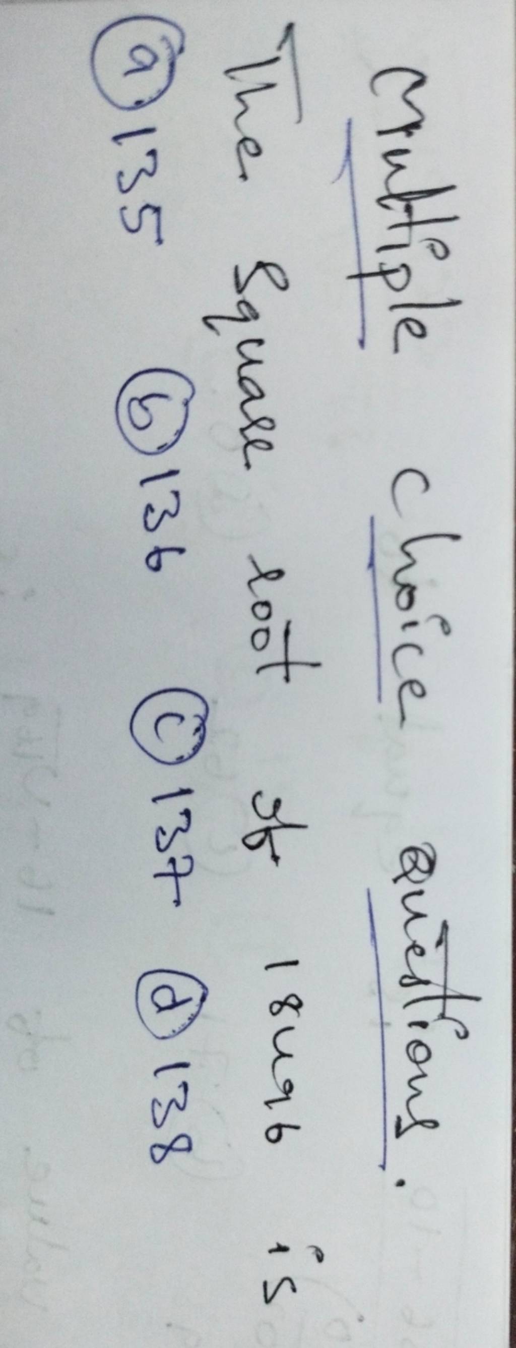 Cruttiple Choice Auestions The Square Root Of 18496 Is Filo Cruttiple Choice Auestions The Square Root Of 18496 Is Filo