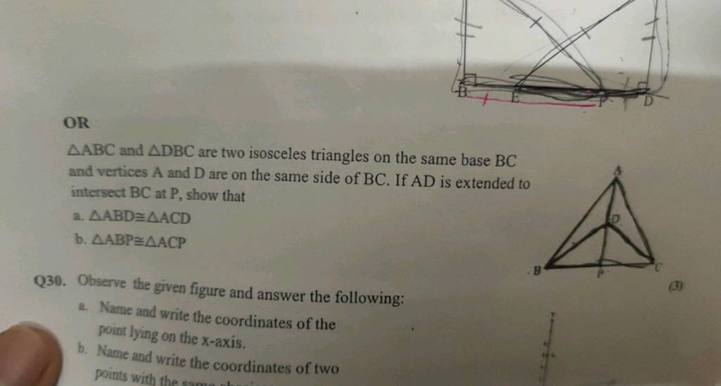 ABC and DBC are two isosceles triangles on the same base BC and vertice..