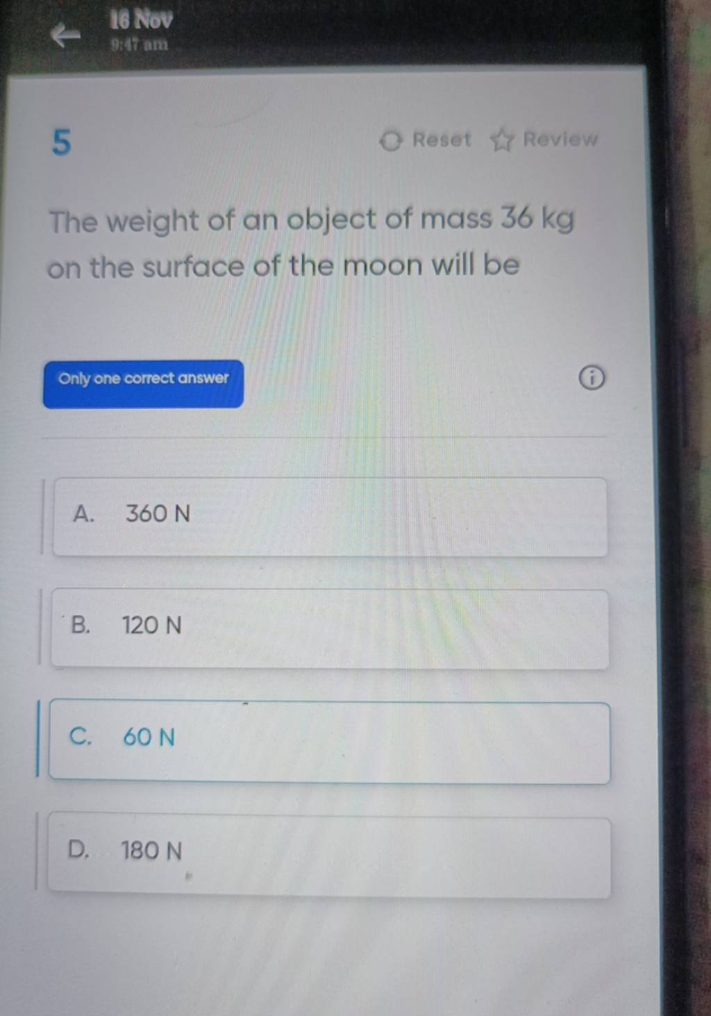 5 Reset Review The Weight Of An Object Of Mass 36 Kg On The Surface Of Th 5-reset-review-the-weight-of-an-object-of-mass-36-kg-on-the-surface-of-th
