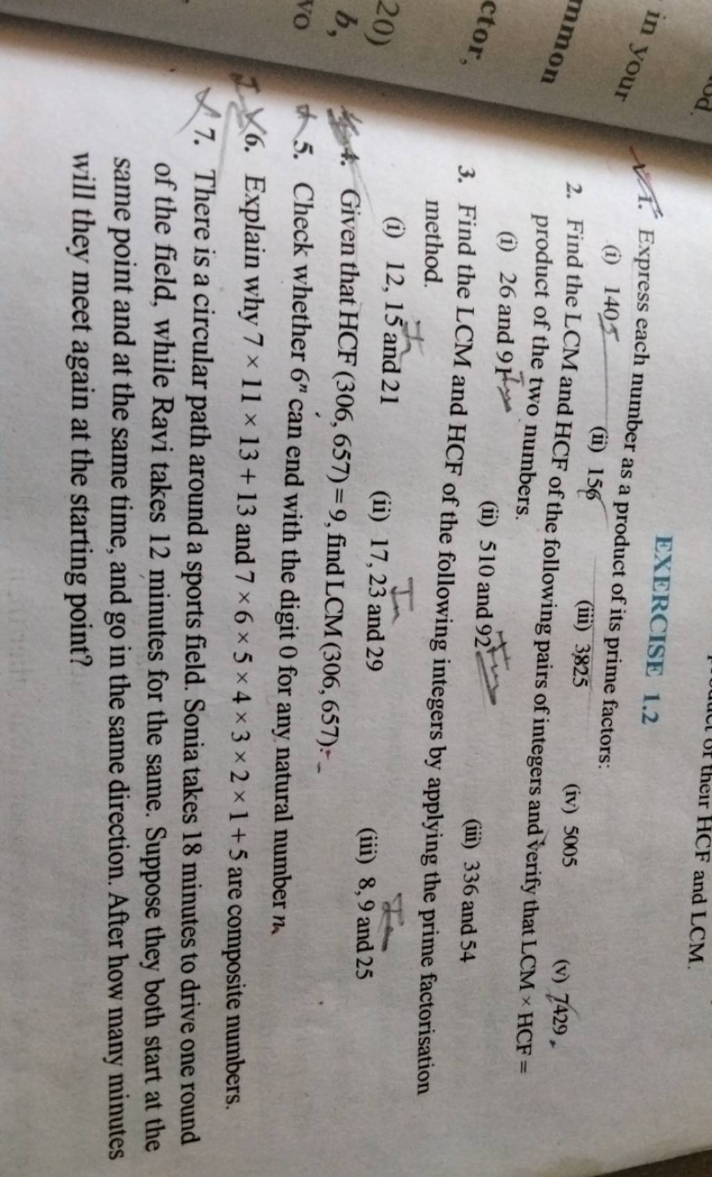 Exercise 12 Their Hcf And Lcm 1 Express Each Number As A Product Of It
