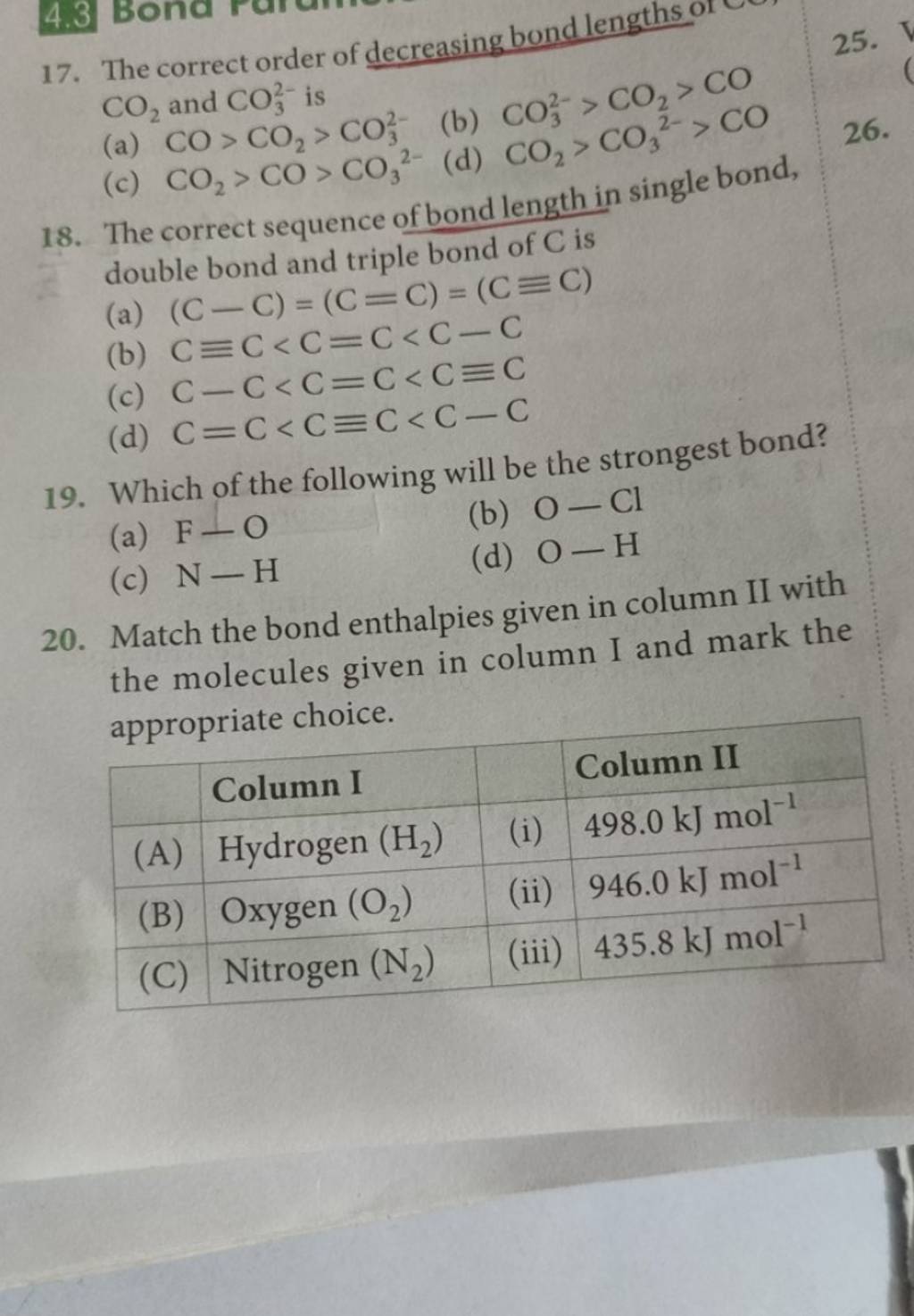 The correct order of decreasing bond lengths CO2 and CO32− is | Filo