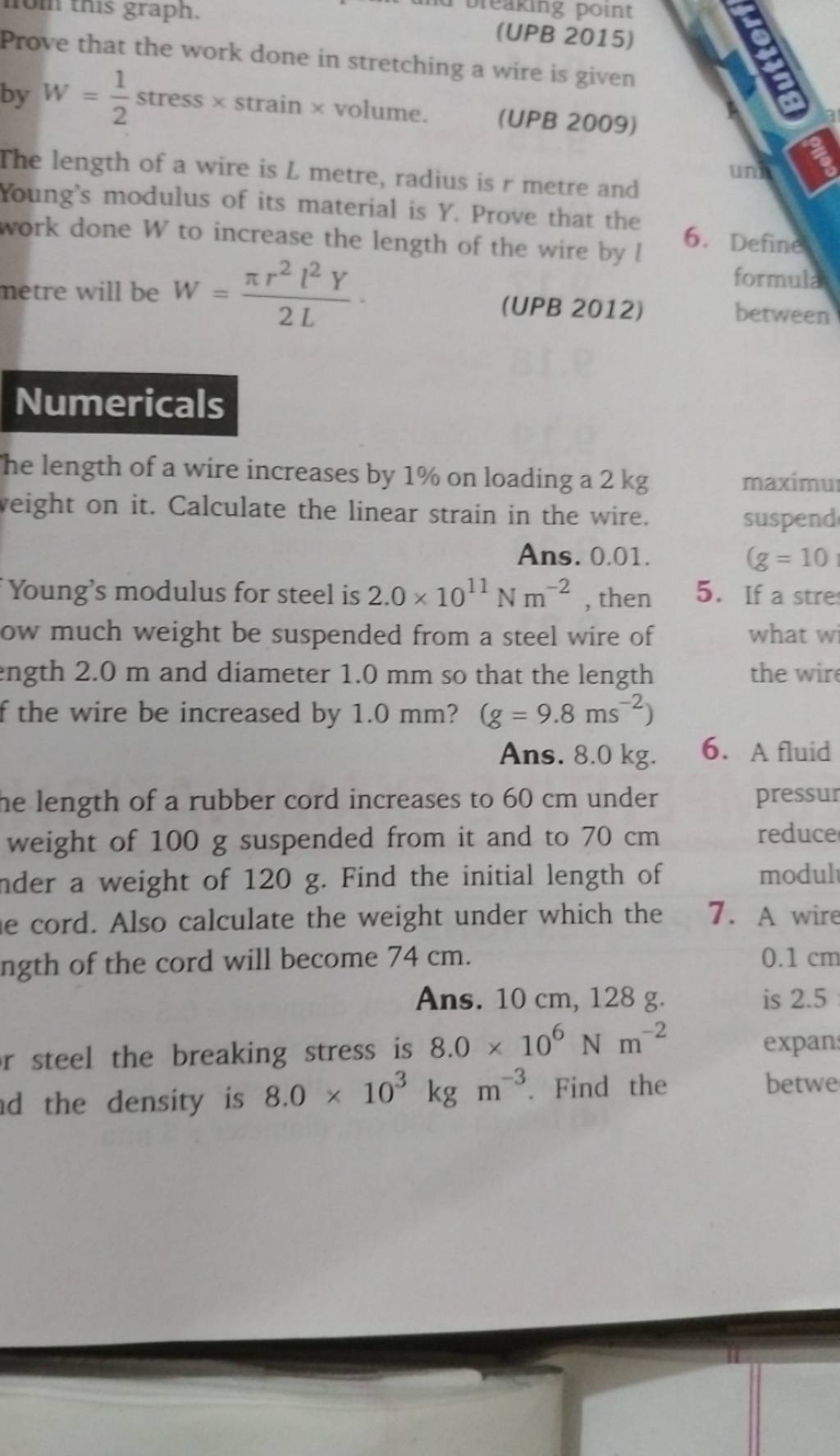 Prove that the work done in stretching a wire is given by W=21 stress ×