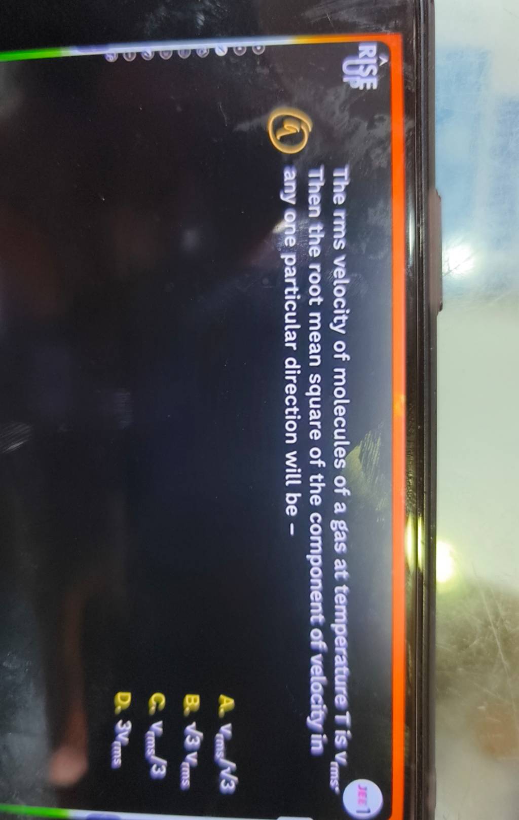 The rms velocity of molecules of a gas at temperature T is vrms Then the..