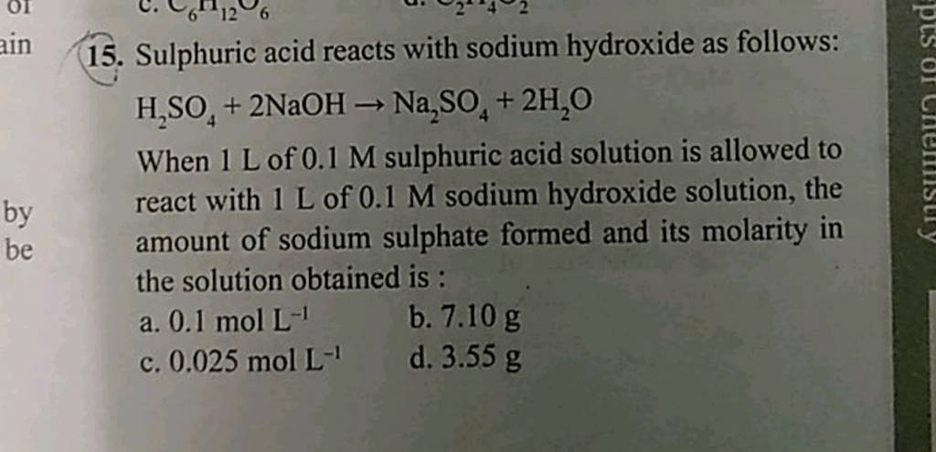 Sulphuric Acid Reacts With Sodium Hydroxide As Follows H2 So4 2naoh→na2