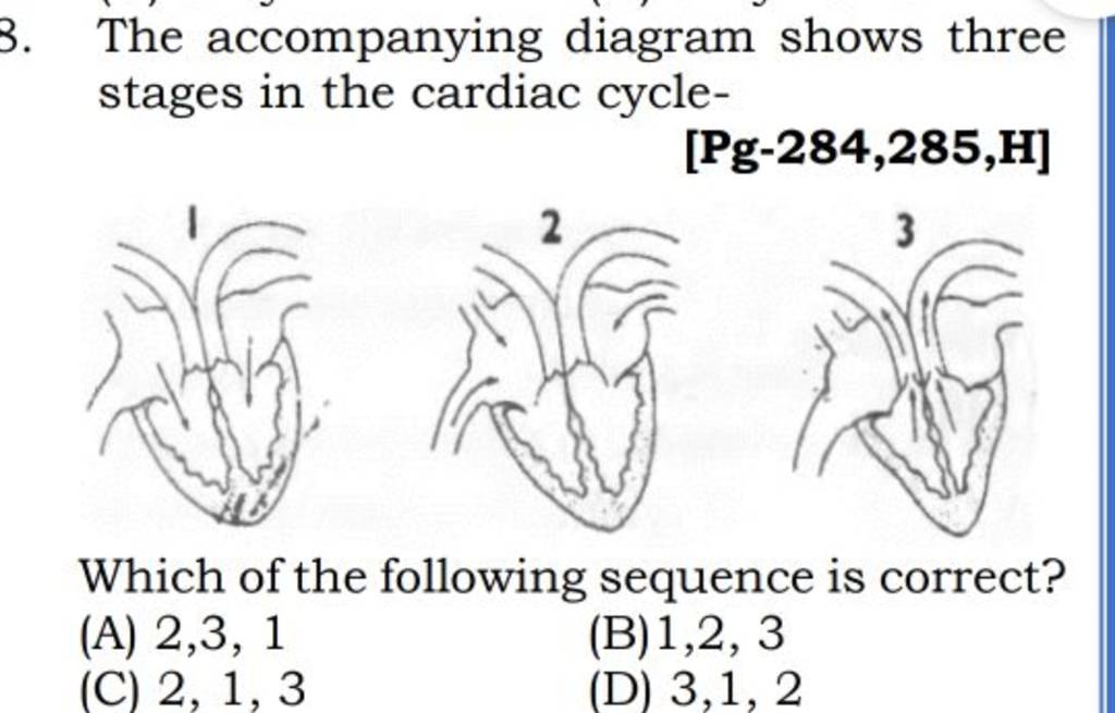 The accompanying diagram shows three stages in the cardiac cycle- [Pg-284..