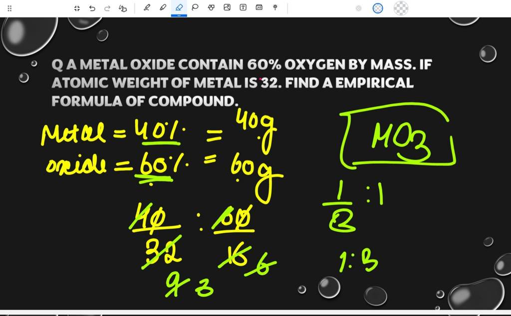 QA METAL OXIDE CONTAIN 60% OXYGEN BY MASS. IF ATOMIC WEIGHT OF METAL IS 3..