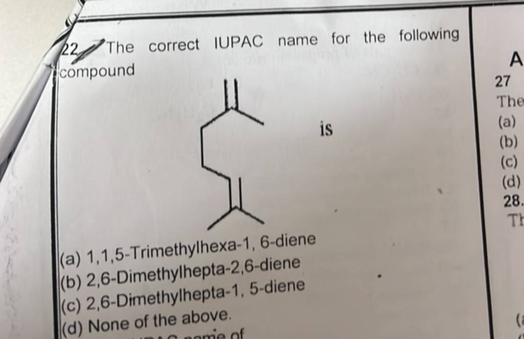 The Correct Iupac Name For The Following Compound C C C Ccc C C C Is