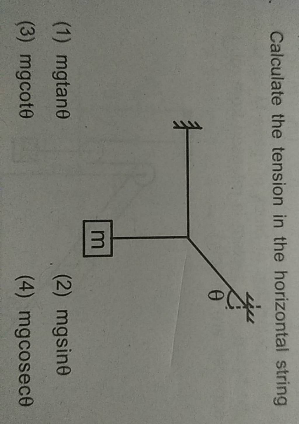 Calculate the tension in the horizontal string | Filo