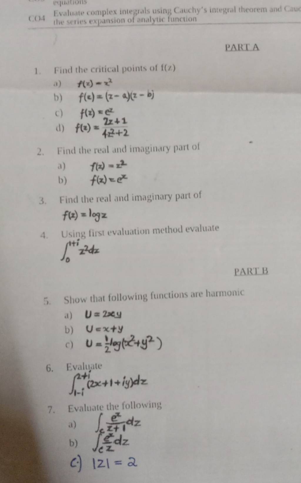 Equations co4 Evaluate complex integrals using Cauchy's integral theorem