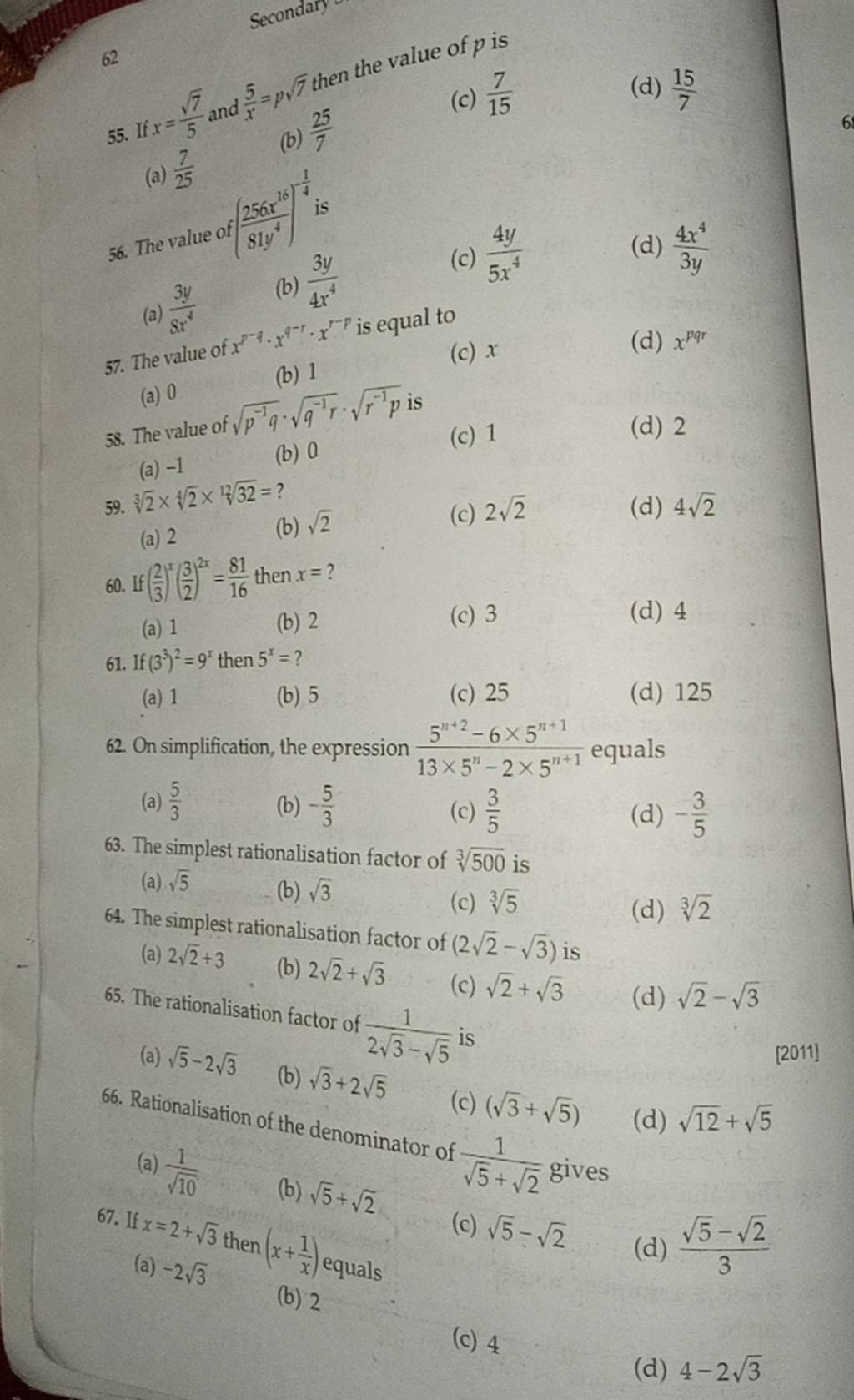If x=2+3 then (x+x1 ) equals | Filo