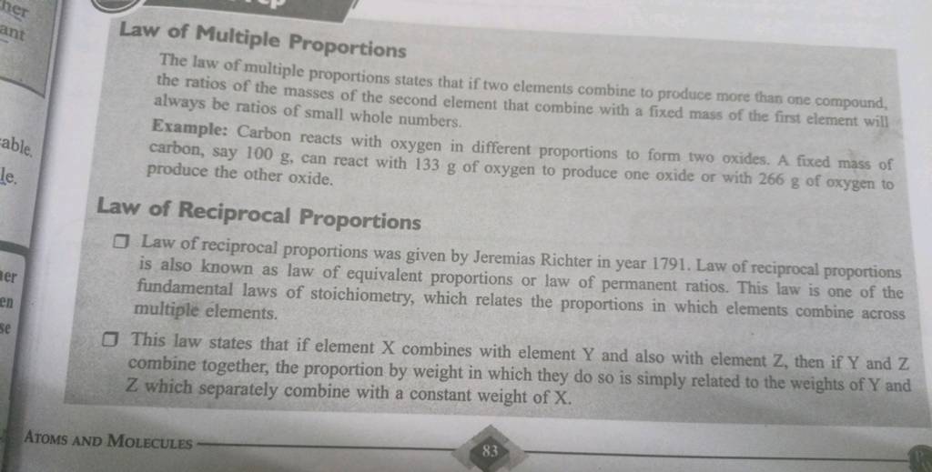 Law of Multiple Proportions The law of multiple proportions states that i..