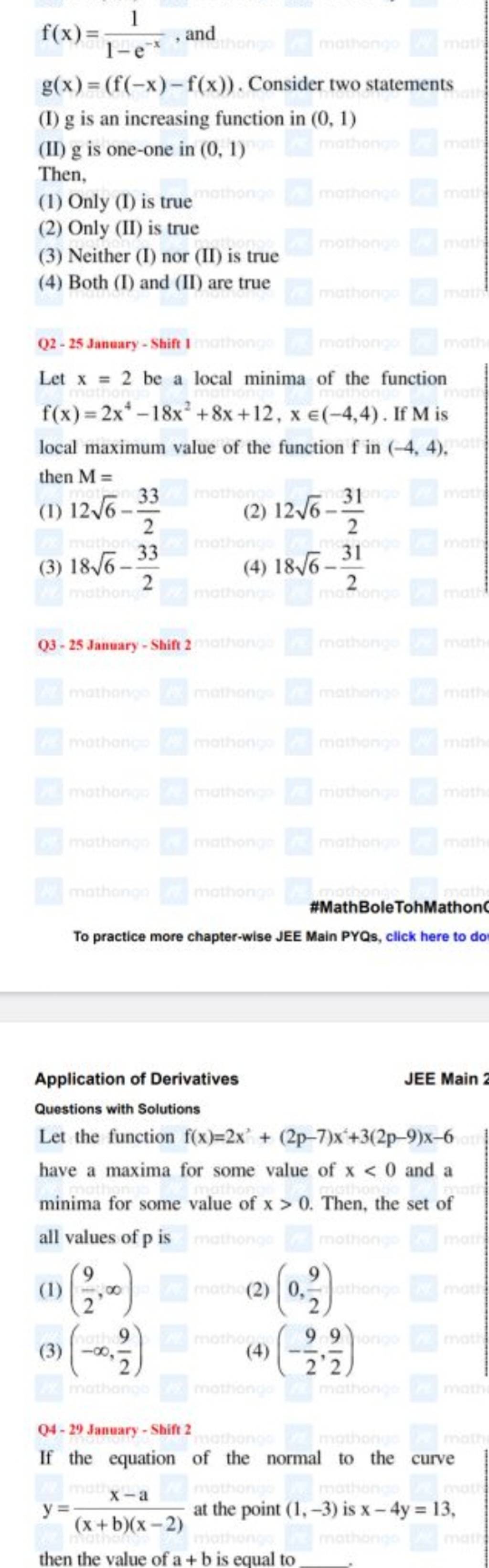 Q2 25 January Shift I Let X2 Be A Local Minima Of The Function Fx