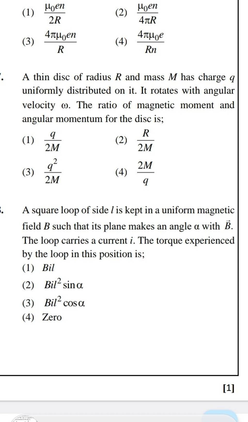 A square loop of side l is kept in a uniform magnetic field B such that i..