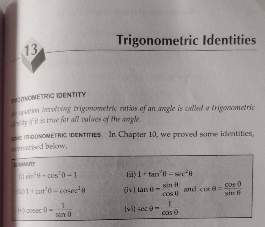 Trigonometric Identities TRGONOMETRIC IDENTITY 4. equation involving trig..