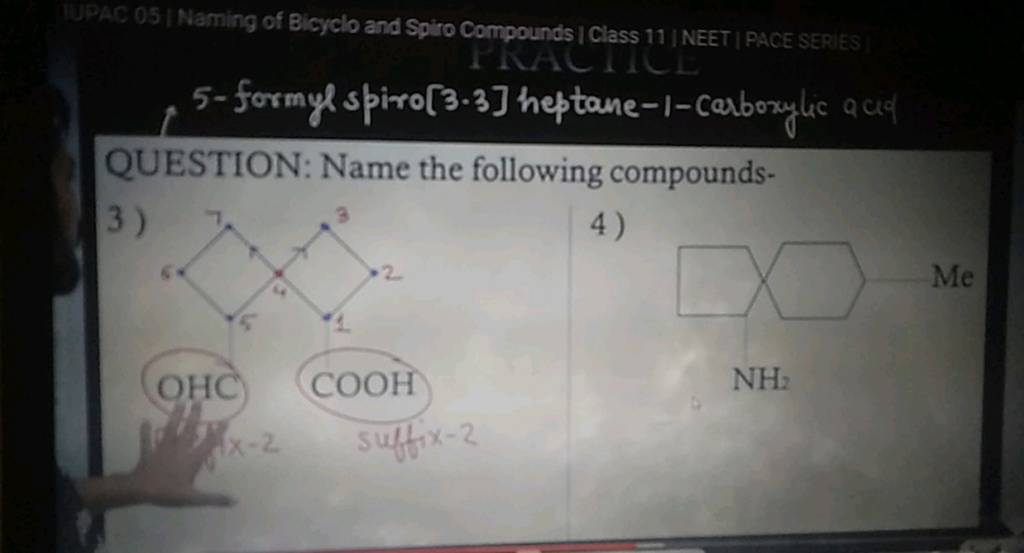 IUPAC 05 | Naming of Bicyclo and Spiro Compounds | Class 11 | NEE | PACE