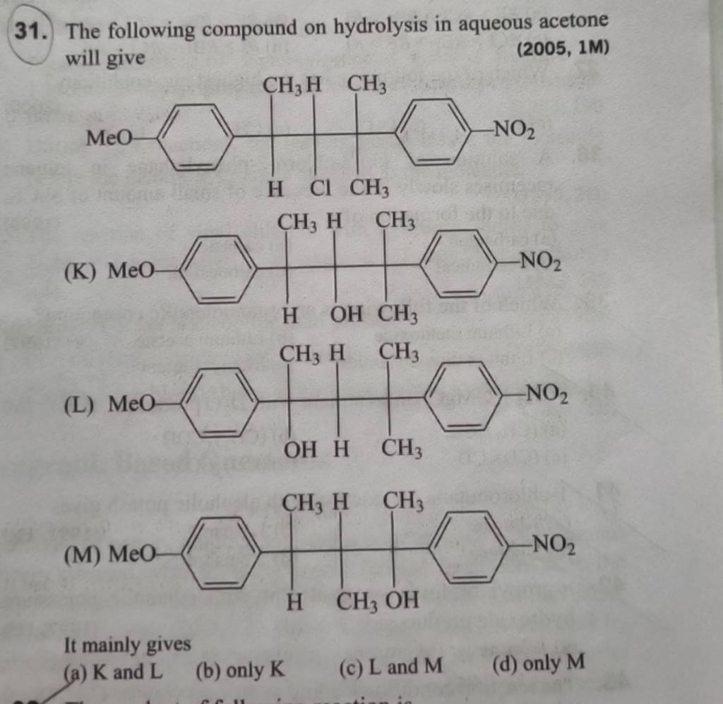 The following compound on hydrolysis in aqueous acetone will give (2005,