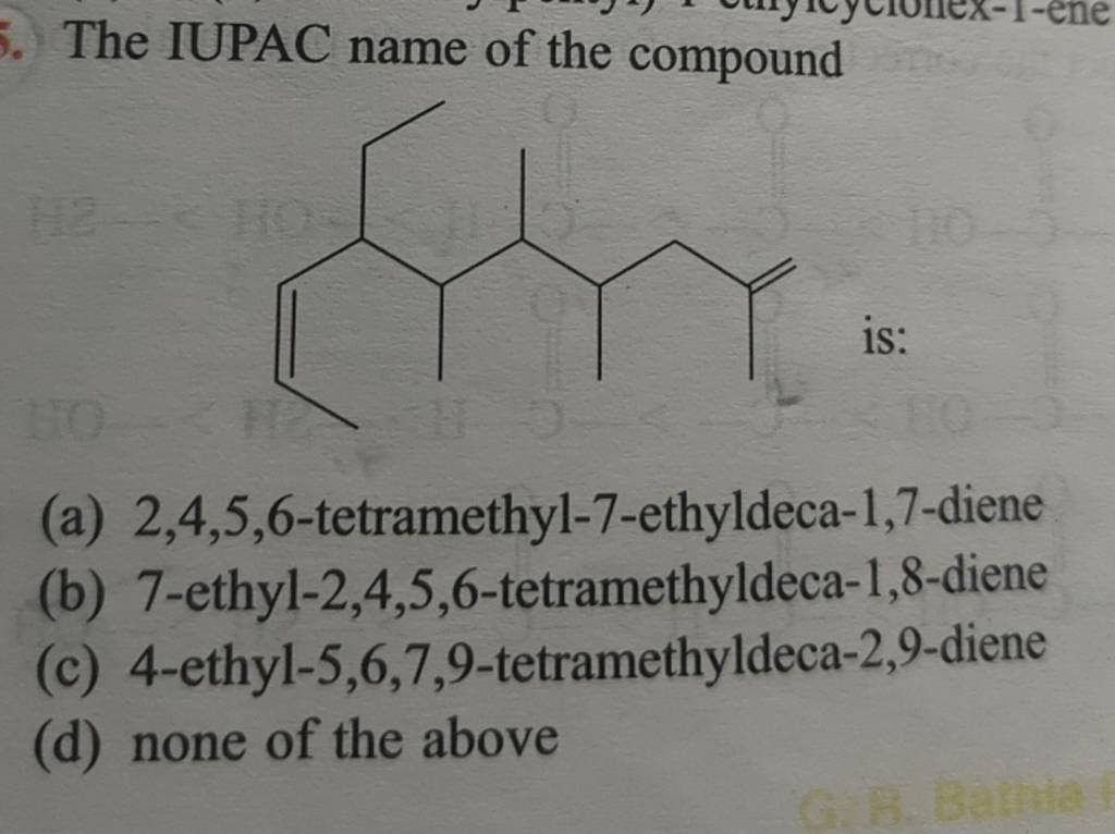 The Iupac Name Of The Compound C C C Cc C C C C C C C C C Cc Is Filo