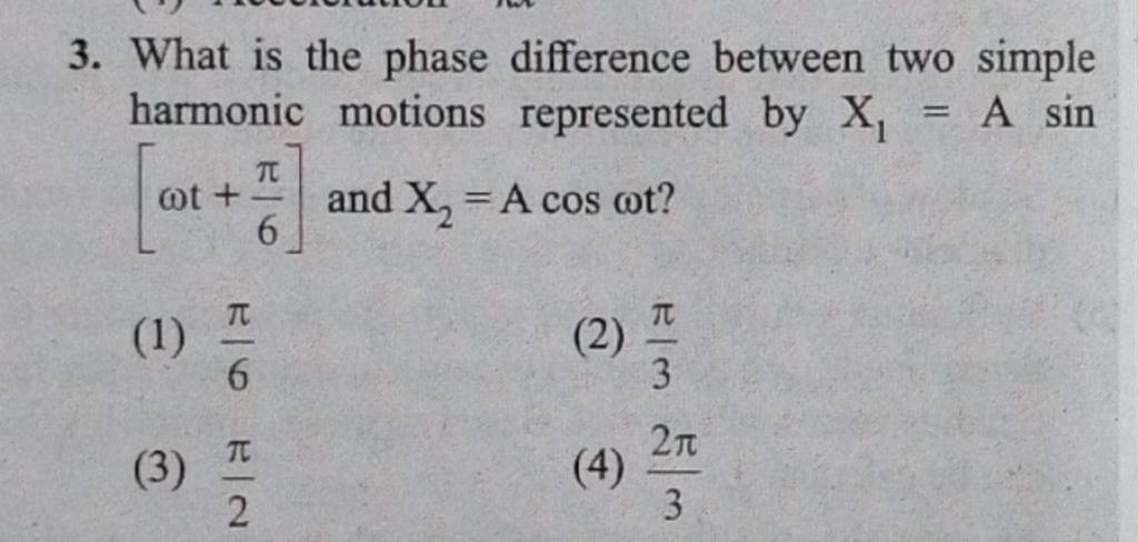 What is the phase difference between two simple harmonic motions represen..