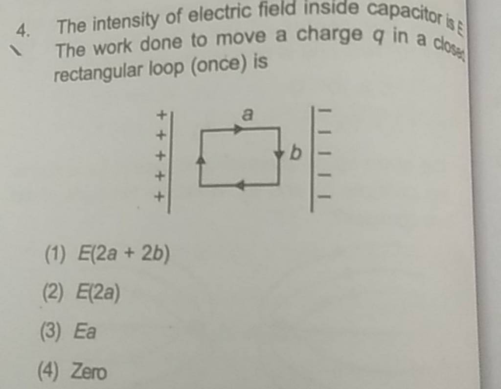 The intensity of electric field inside capacitor is The work done to move..