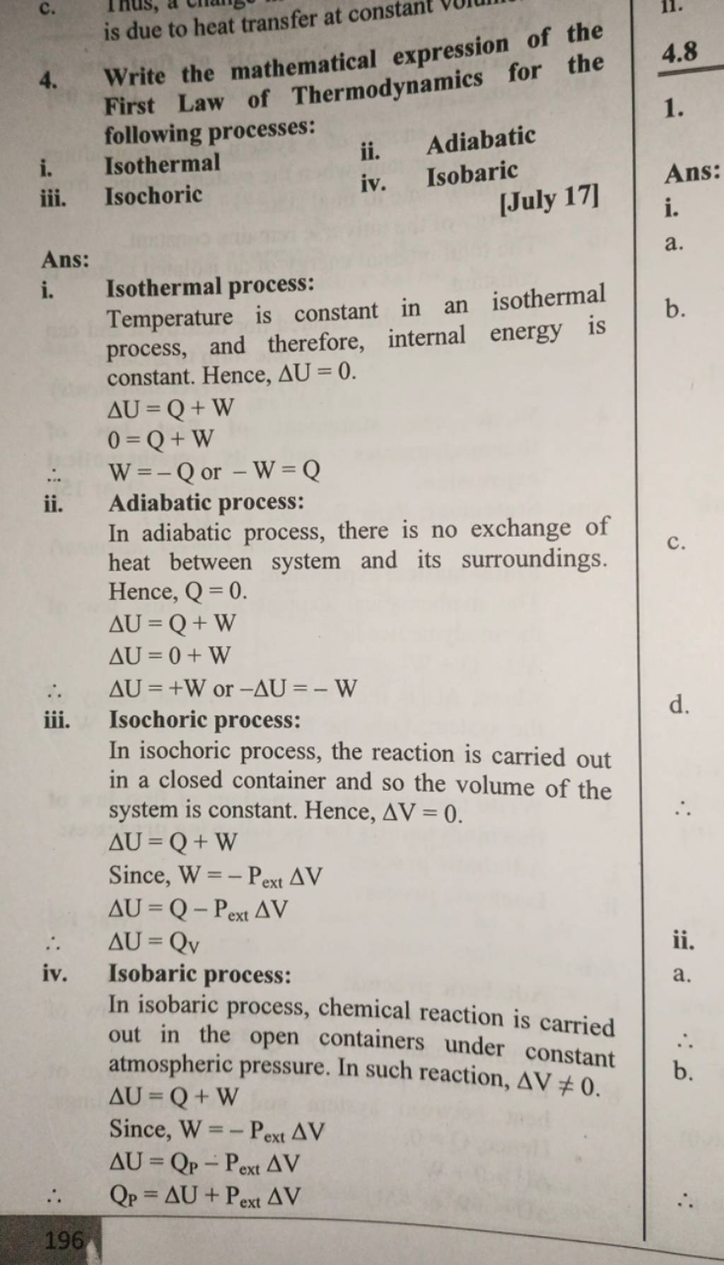 Write The Mathematical Expression Of The First Law Of Thermodynamics For write-the-mathematical-expression-of-the-first-law-of-thermodynamics-for