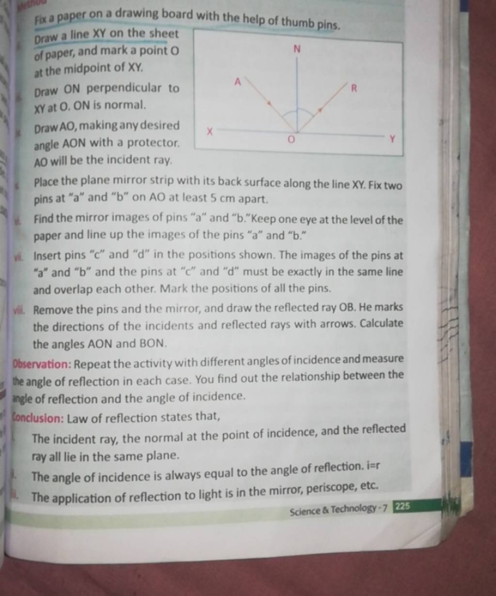 Fix a paper on a drawing board with the help of thumb pins. Draw a line X..