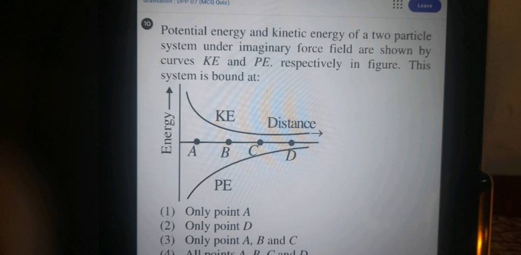 Potential energy and kinetic energy of a two particle system under imagin..