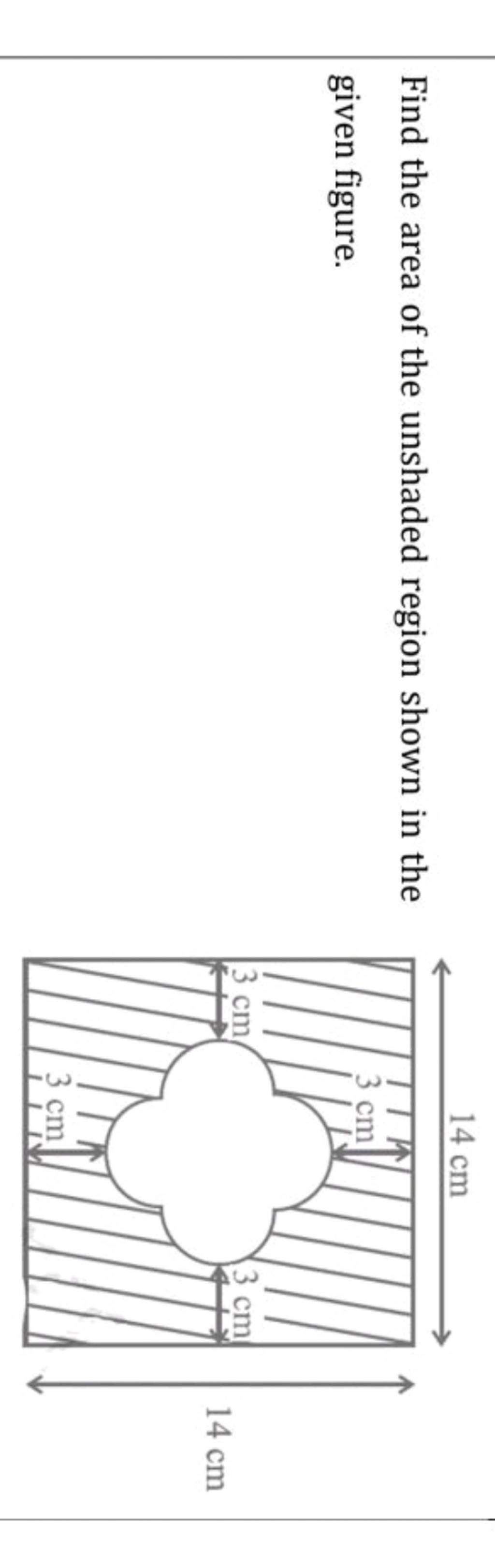 Find the area of the unshaded region shown in the given figure. | Filo