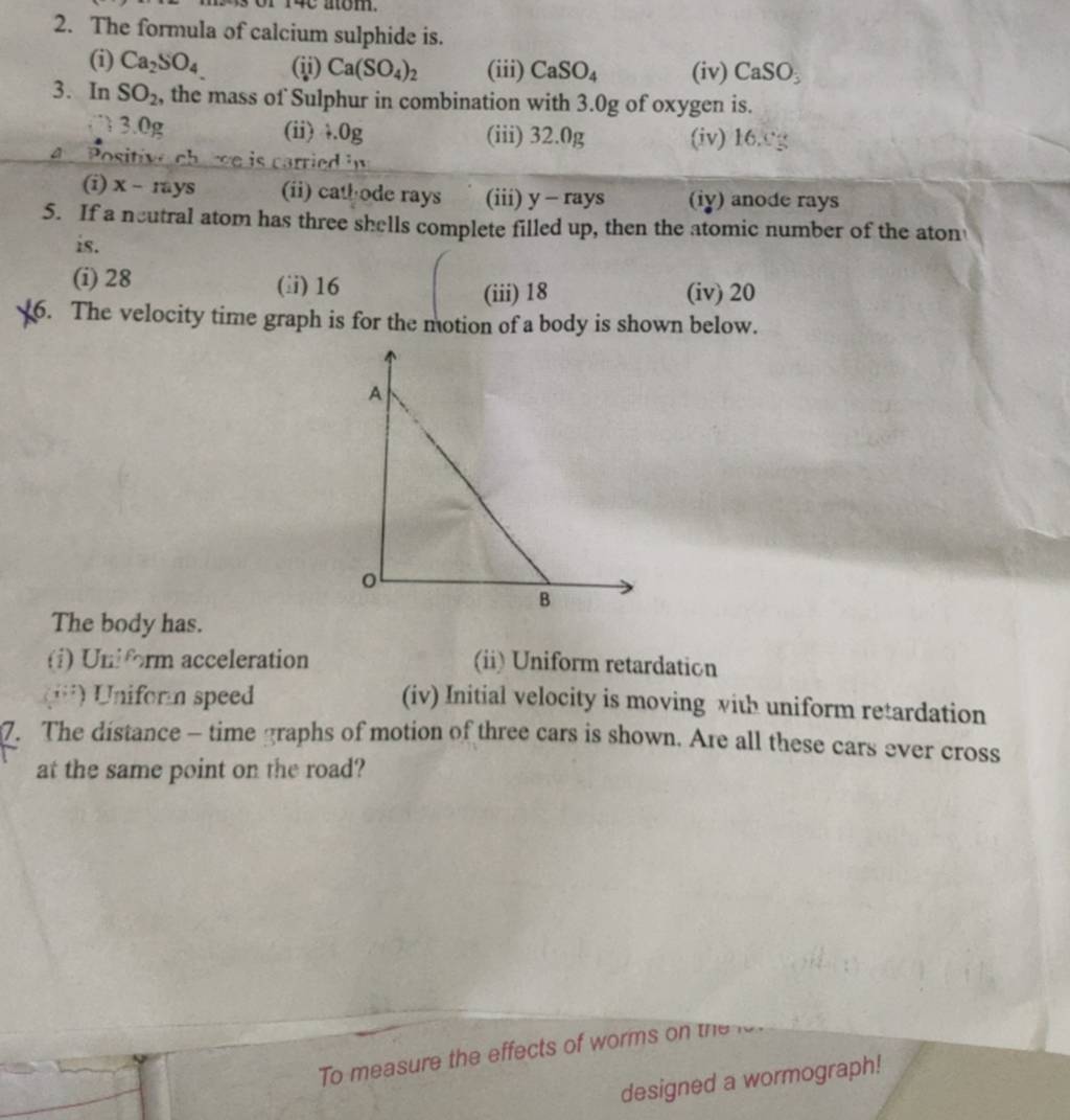 X6 The Velocity Time Graph Is For The Motion Of A Body Is Shown Below T