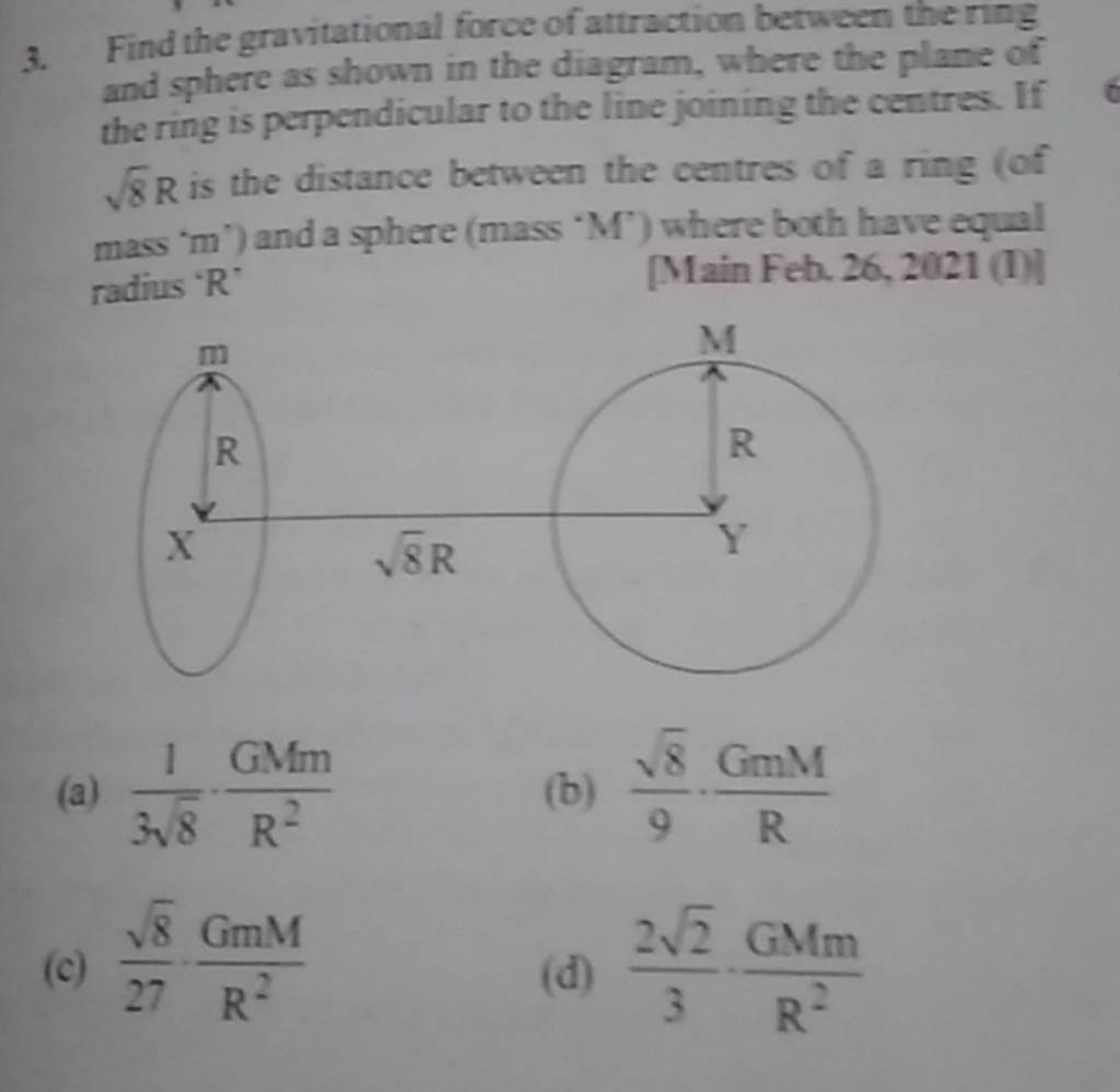 Find The Gravitational Force Of Attraction Between The Ring And Sphere As