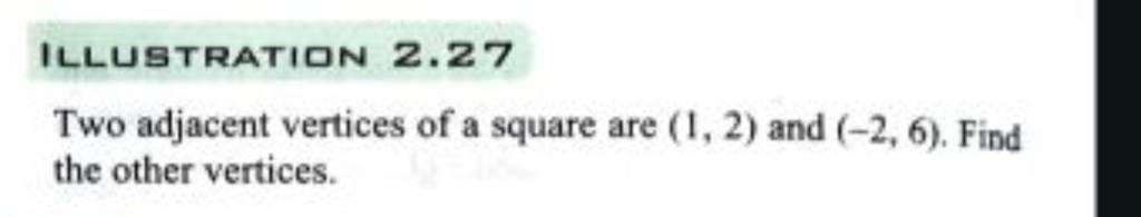 ILLUSTRATION 2.27 Two adjacent vertices of a square are (1,2) and (−2,6)...