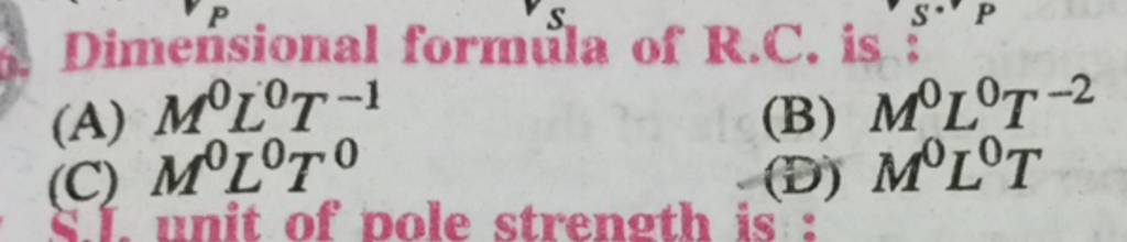 Dimensional formula of R.C. is : | Filo