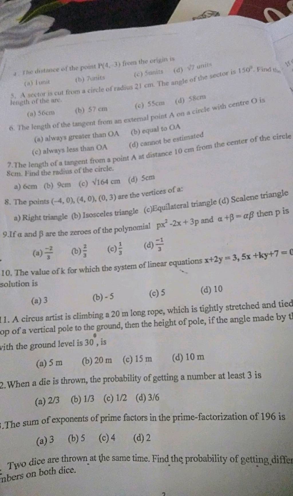 The Value Of K For Which The System Of Linear Equations X 2y 3 5x Ky 7 S