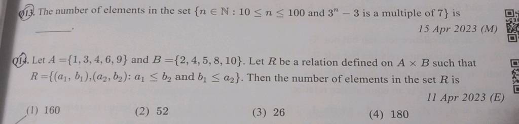 The number of elements in the set {n∈N:10≤n≤100 and 3n−3 is a multiple of..